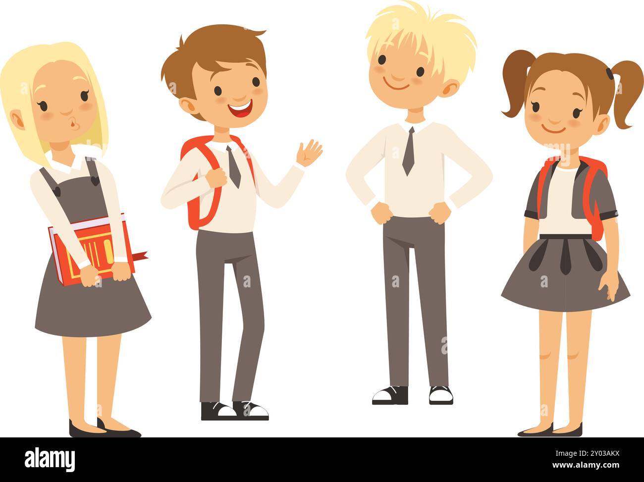 School kids standing together. Cartoon children characters Stock Vector ...