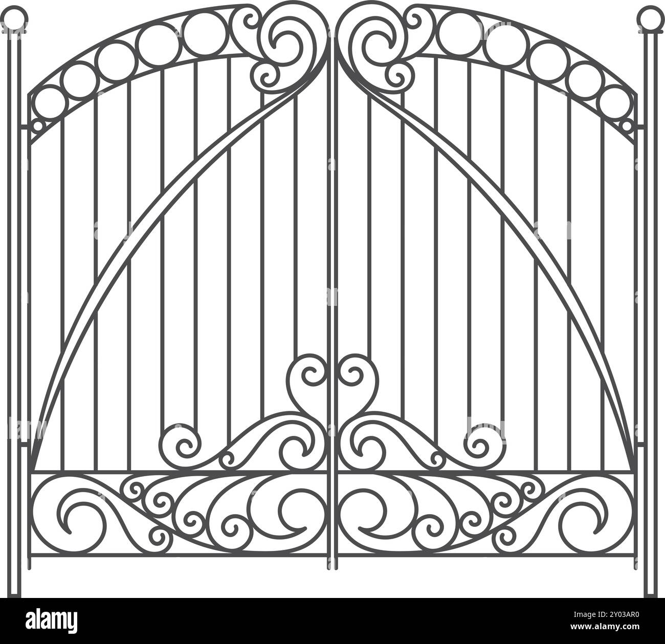 Classic iron fence gates with ornate metal forgery Stock Vector Image ...