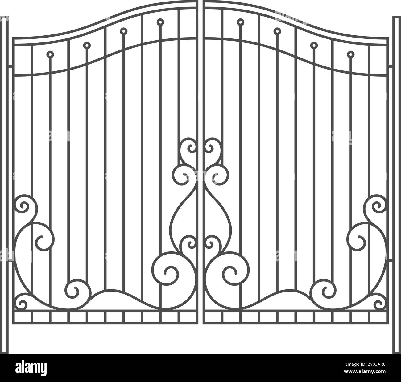Forged gate. Ornate metal wrought iron fence Stock Vector Image & Art ...