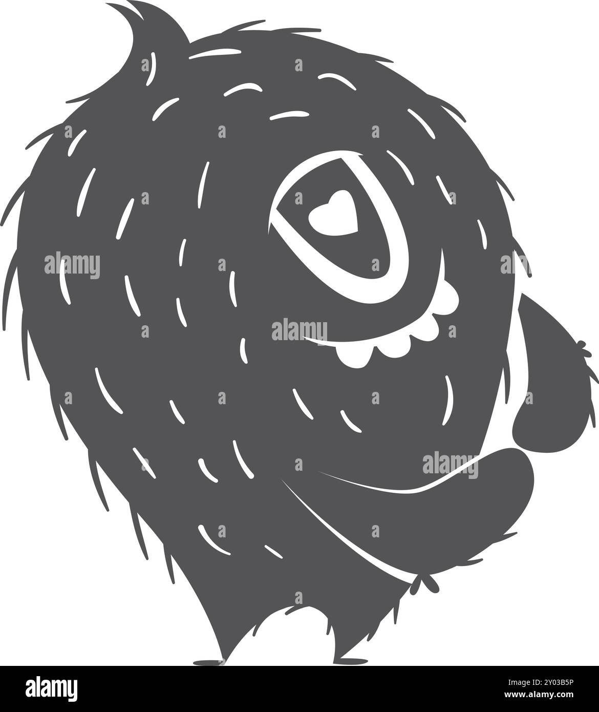 Lovely monster character. Fluffy black yeti icon Stock Vector Image ...