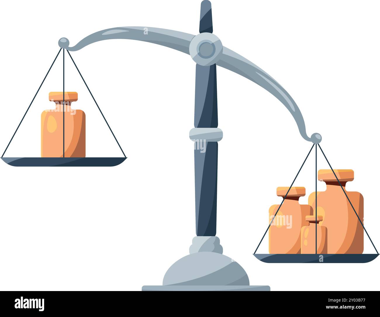 Weights comparison on old scales calibration cartoon icon Stock Vector ...