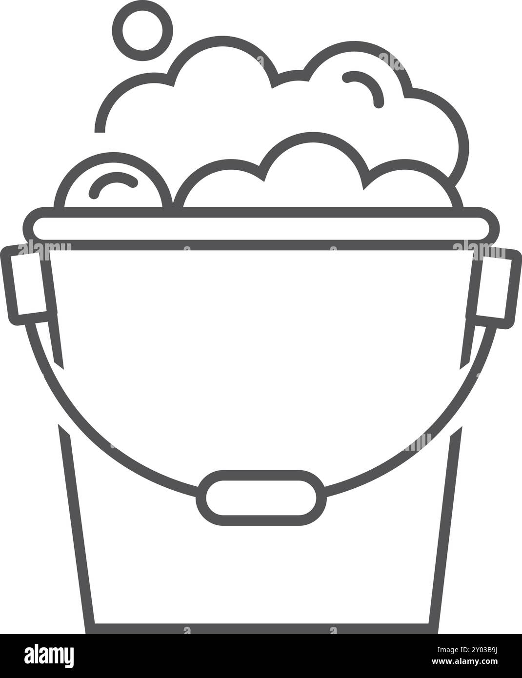 Bucket with soap foam line icon. Washing tool Stock Vector Image & Art ...