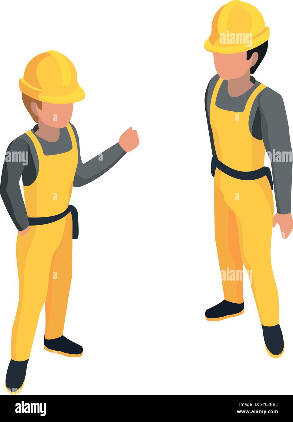 Engineers talking. Isometric construction workers. Industrial ...