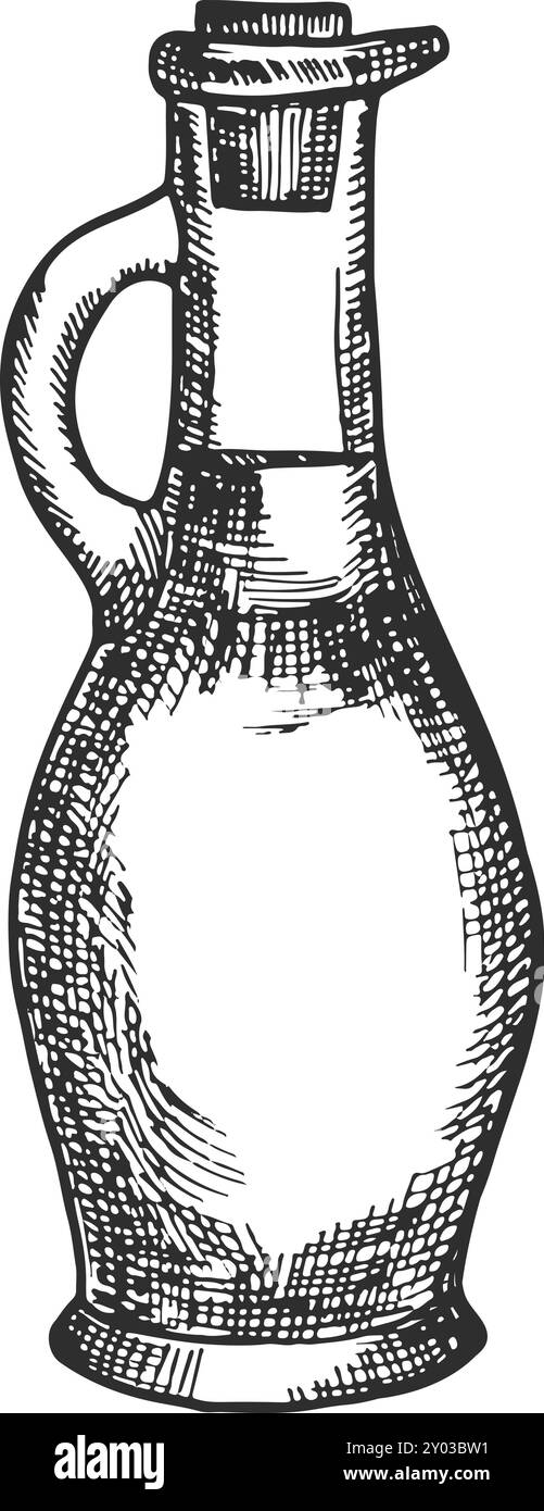 Virgin oil bottle sketch. Hand drawn cooking ingredient Stock Vector ...