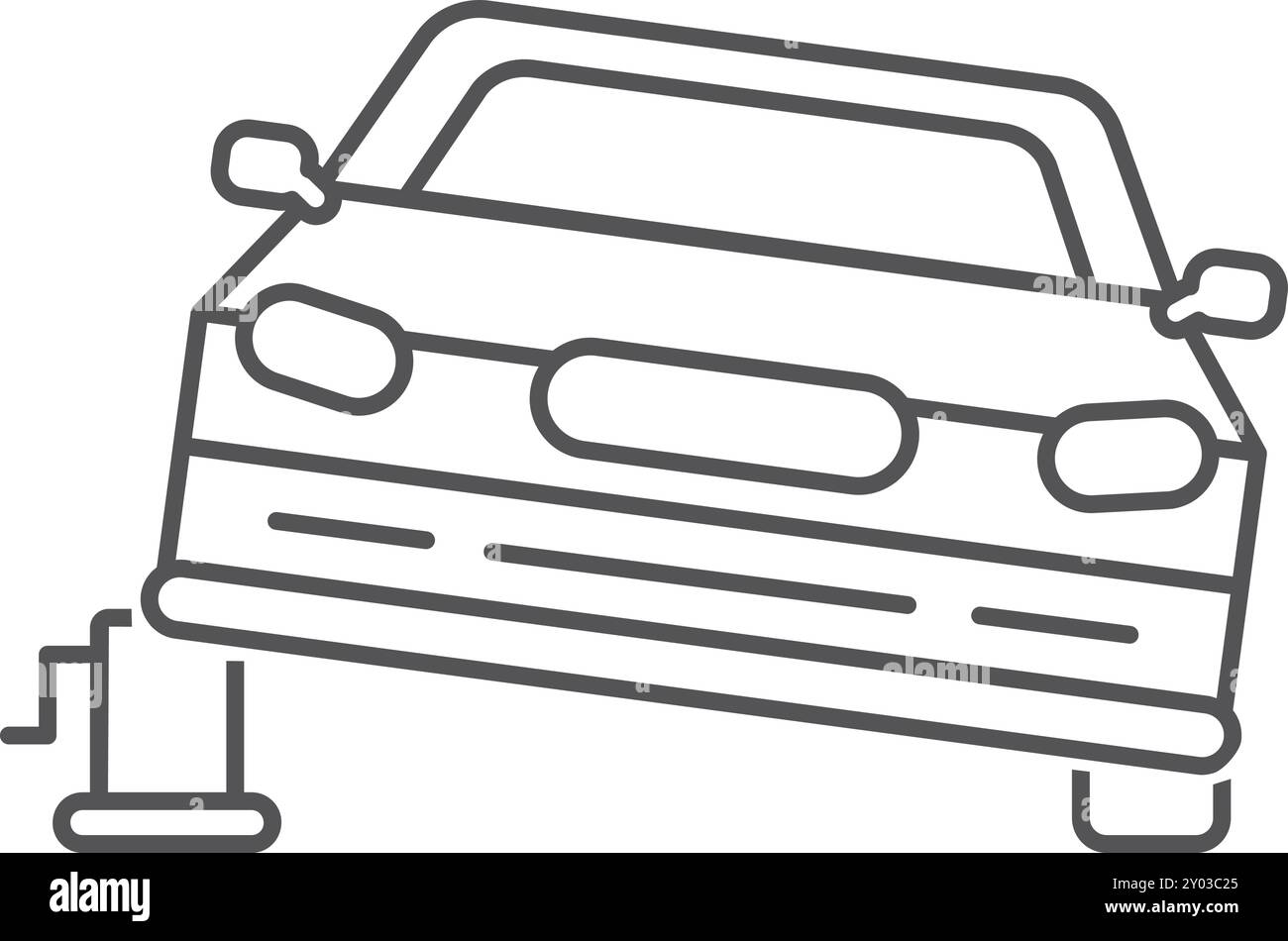 Car with lifted wheel. Tire change line icon Stock Vector Image & Art ...