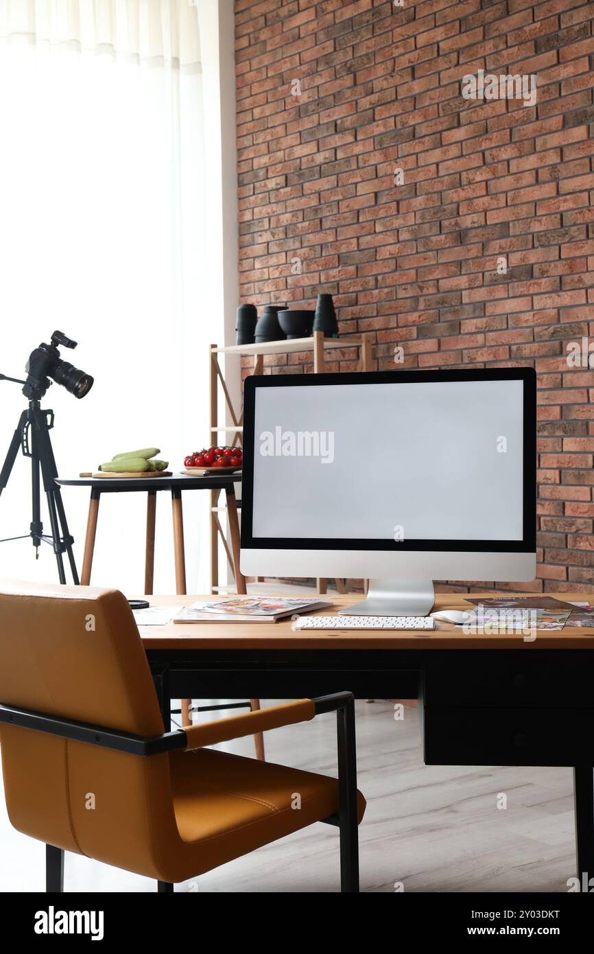 Shooting food in photo studio with professional equipment, focus on ...