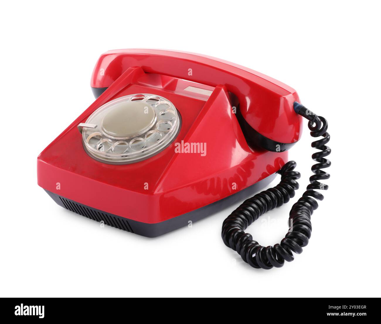 One red telephone with handset isolated on white Stock Photo - Alamy