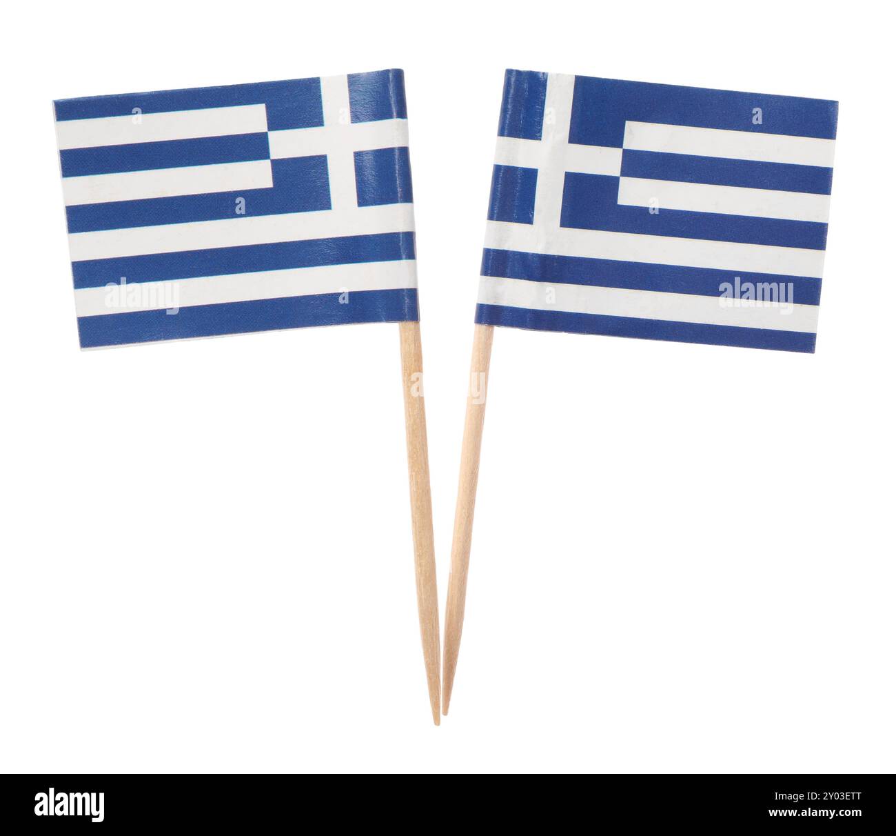 Small paper flags of Greece isolated on white Stock Photo - Alamy
