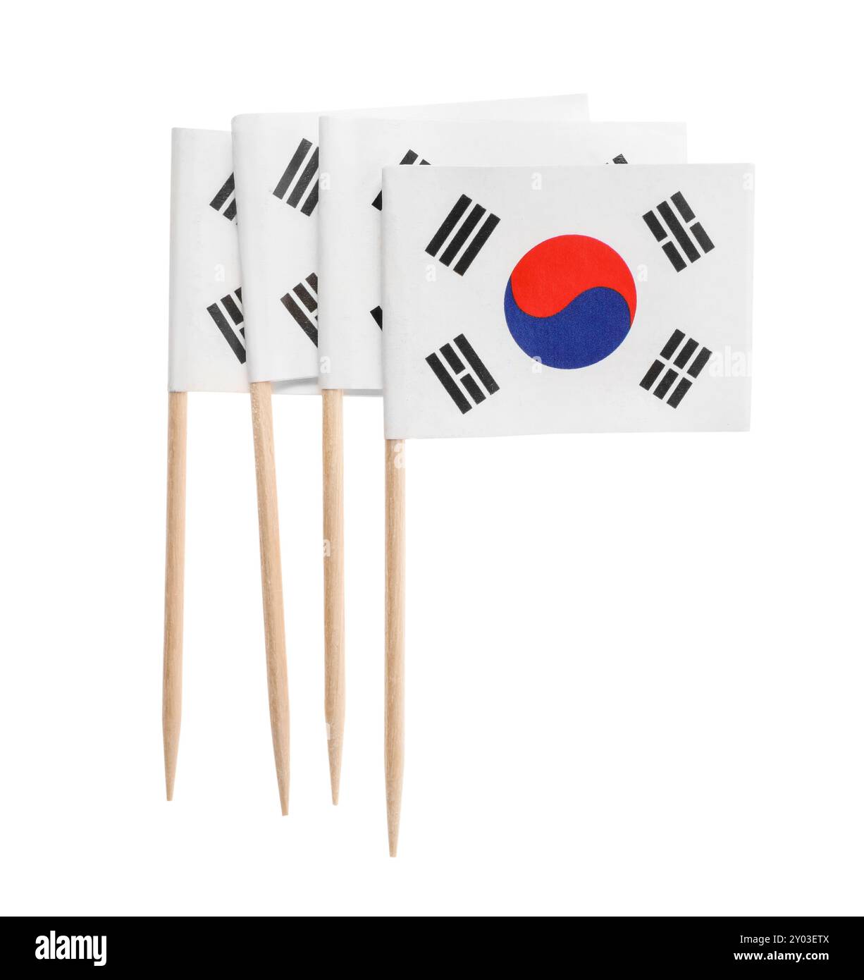 Small paper flags of South Korea isolated on white Stock Photo - Alamy