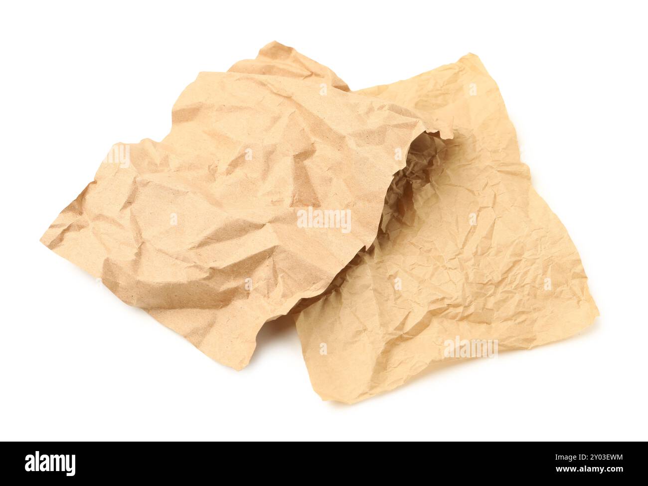 Crumpled kraft paper sheets isolated on white Stock Photo - Alamy