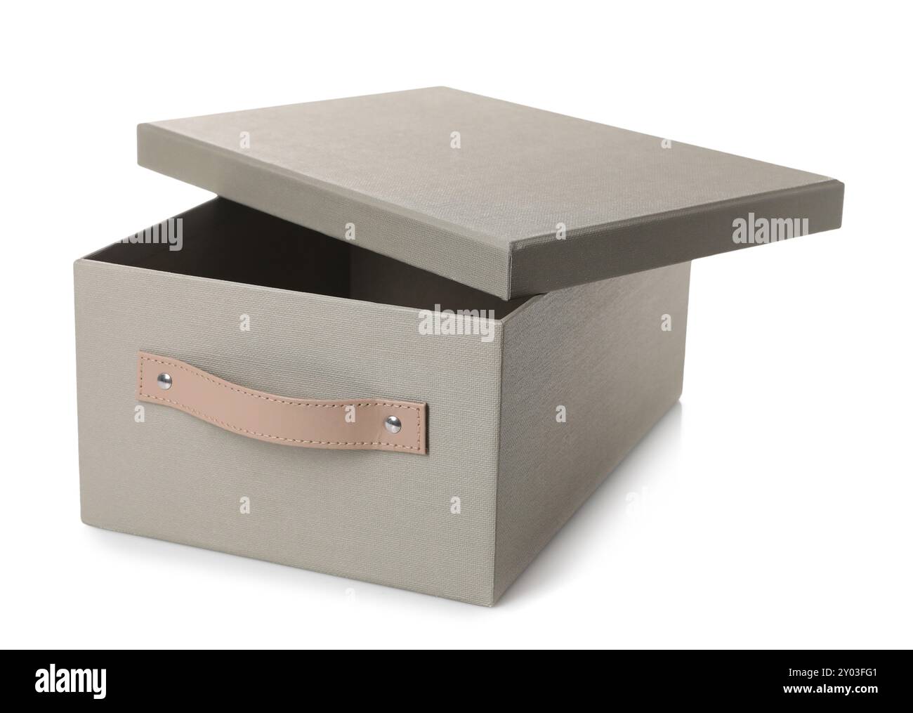 One gray box with lid isolated on white Stock Photo - Alamy