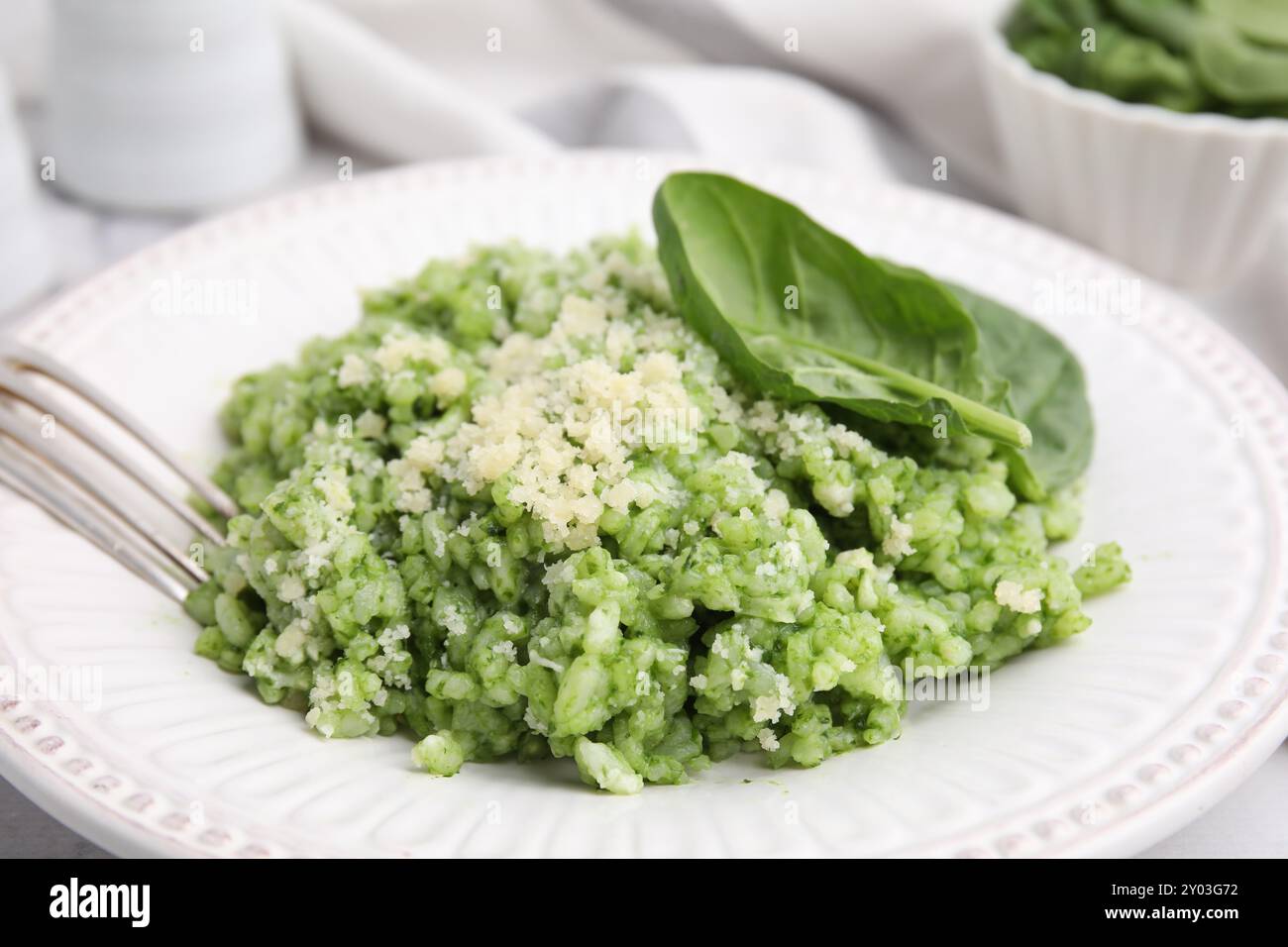 Tasty spinach risotto served hi-res stock photography and images - Alamy