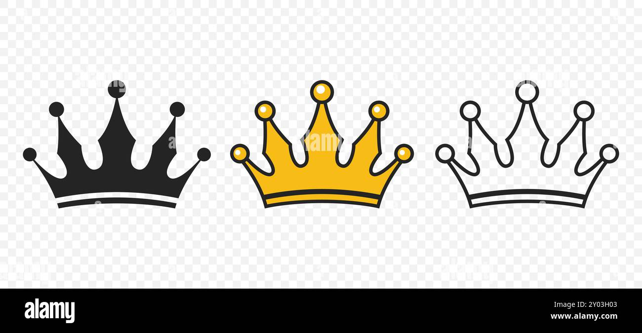 Vector Crown Icons Set. Flat Style Crown Icon Collection. Elegant Crown ...