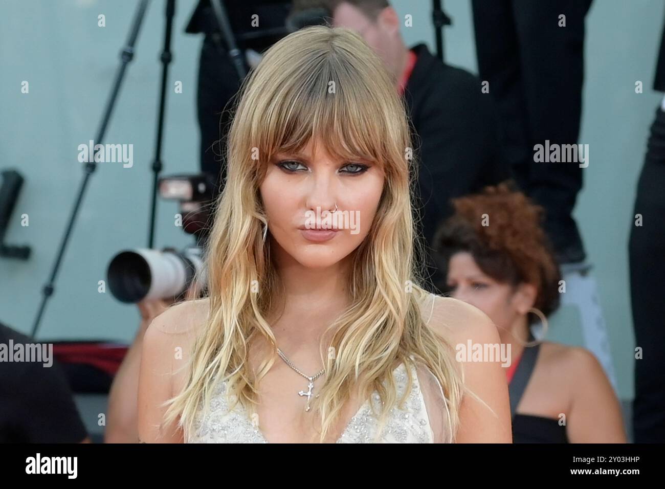Venice Lido, Italy. 31st Aug, 2024. Victoria De Angelis attends the red ...