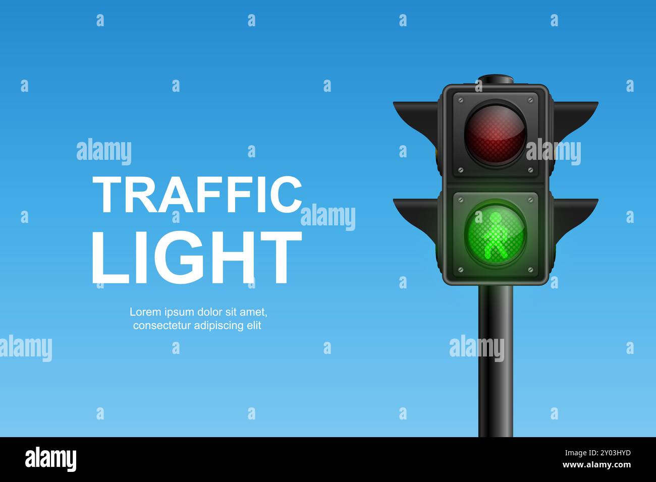 Vector Realistic Hanging Traffic Signal with Green, Yellow and Red ...