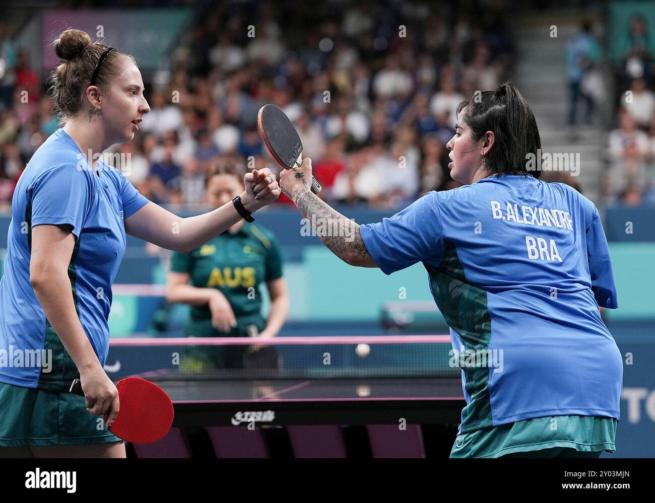 (240901) -- PARIS, Sept. 1, 2024 (Xinhua) -- Bruna Alexandre (R ...