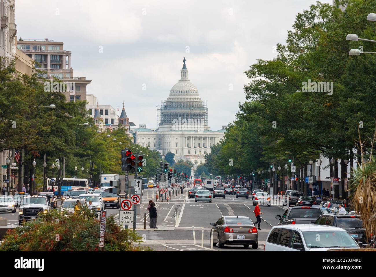 United States Capitol from Pennsylvania avenue in downtown Washington ...