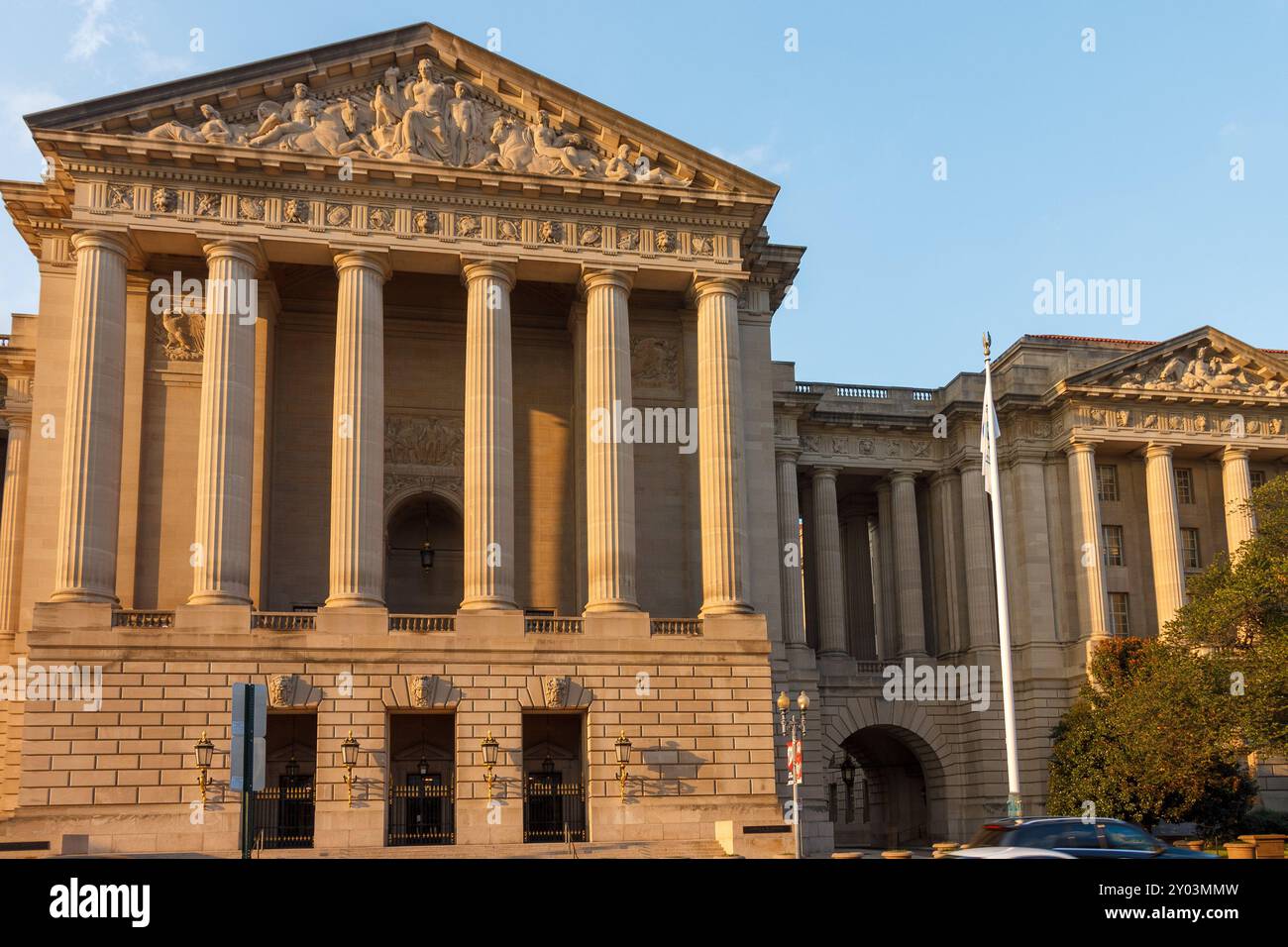 Detail of the classical facade of the Andrew W Mellon Auditorium in ...