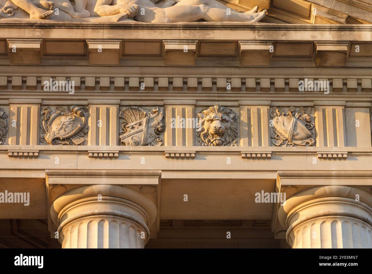 Detail of the classical facade of the Andrew W Mellon Auditorium in ...