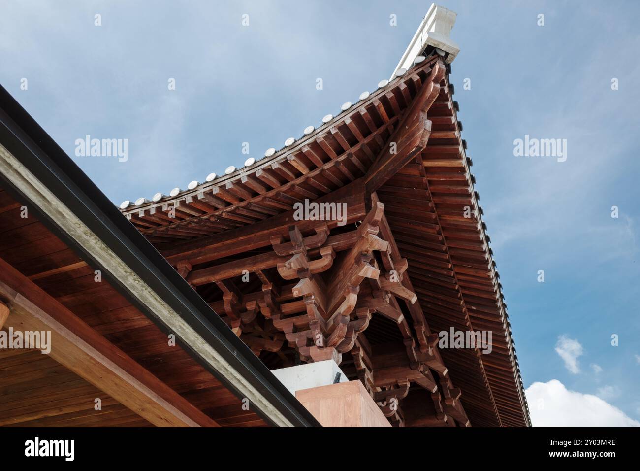 A close-up view of a traditional Japanese temple roof, showcasing ...
