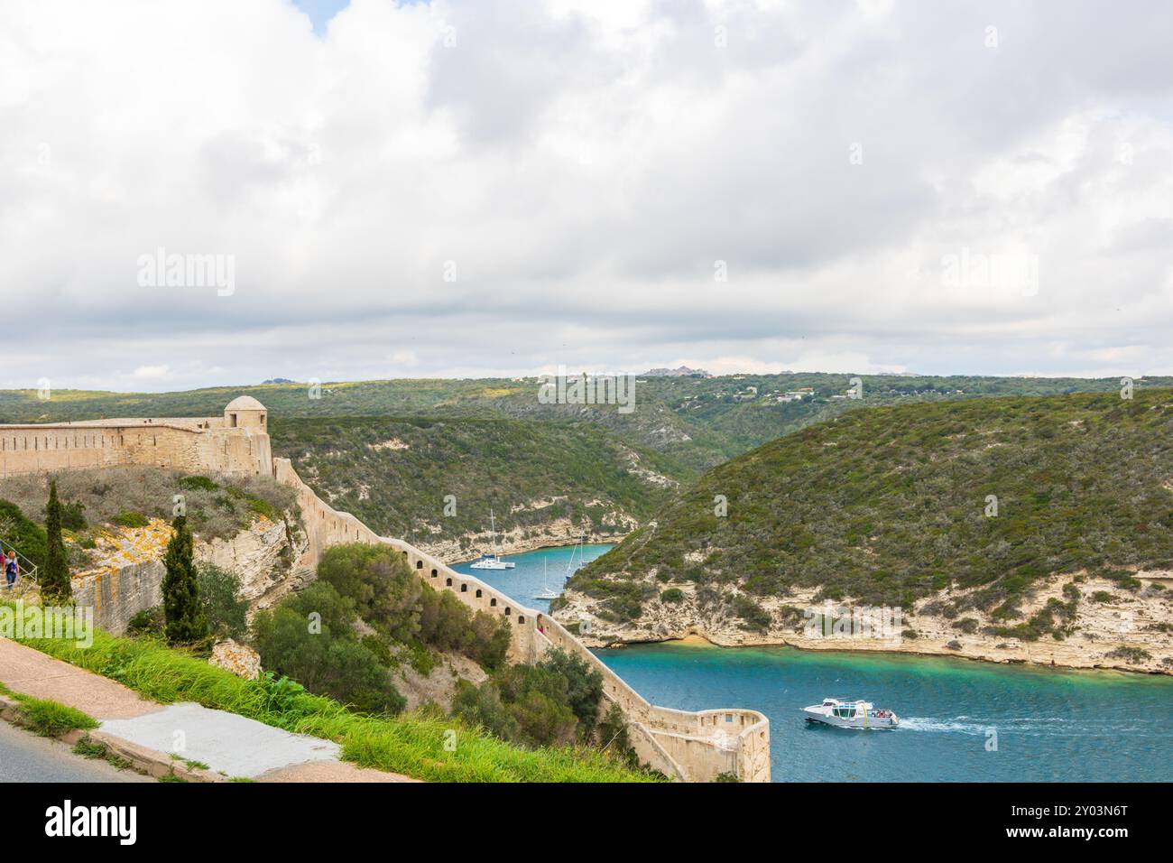 Bonifacio town, medieval citadel in Corsica Island, France Stock Photo ...