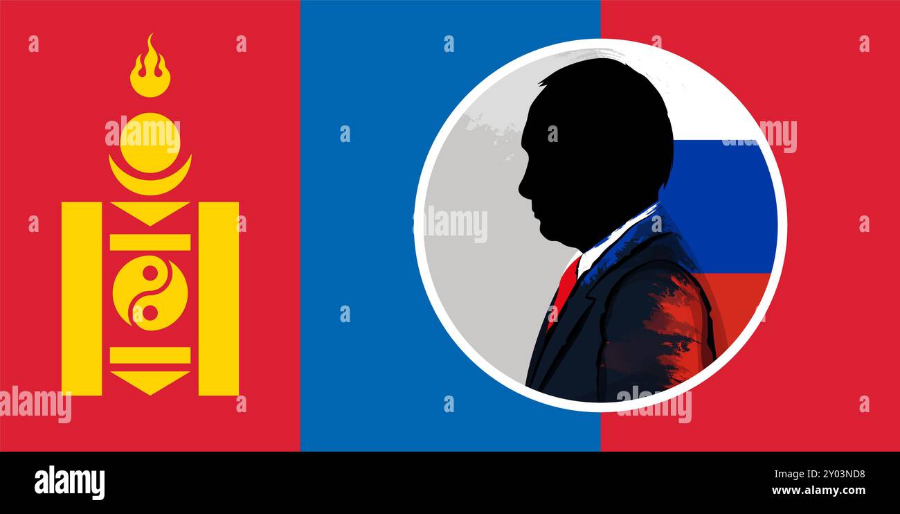 Vladimir Putin President of Russia. background of the Russian flag and ...