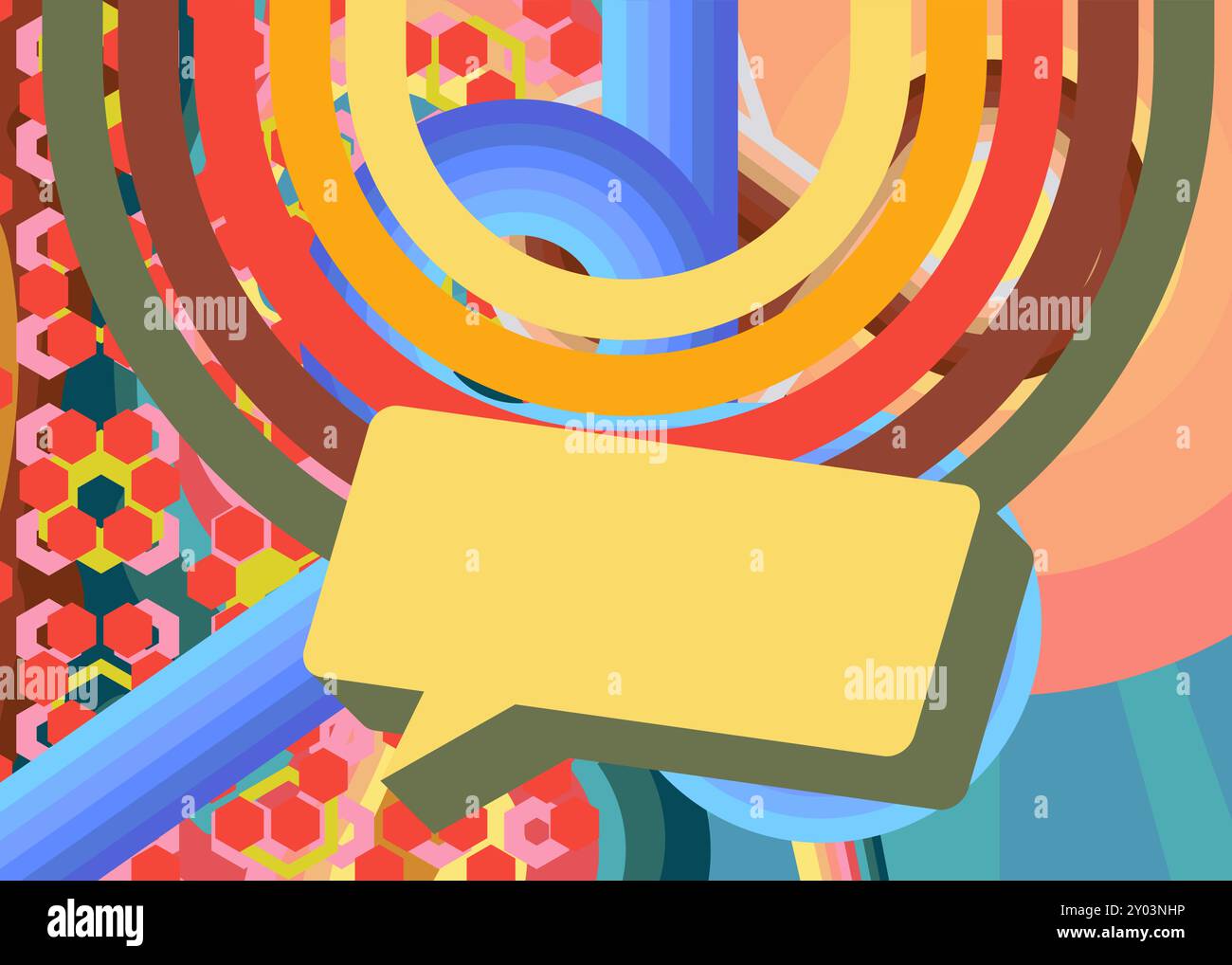 Retro 70s Background with Speech Bubble. Groovy Announcement 1970s art ...