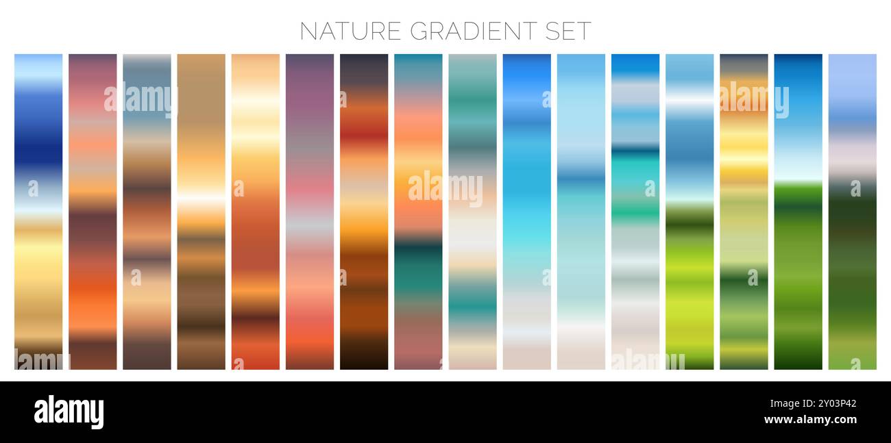 Nature Gradient Swatch Set with Beach, Landscape and Sunset Colors ...