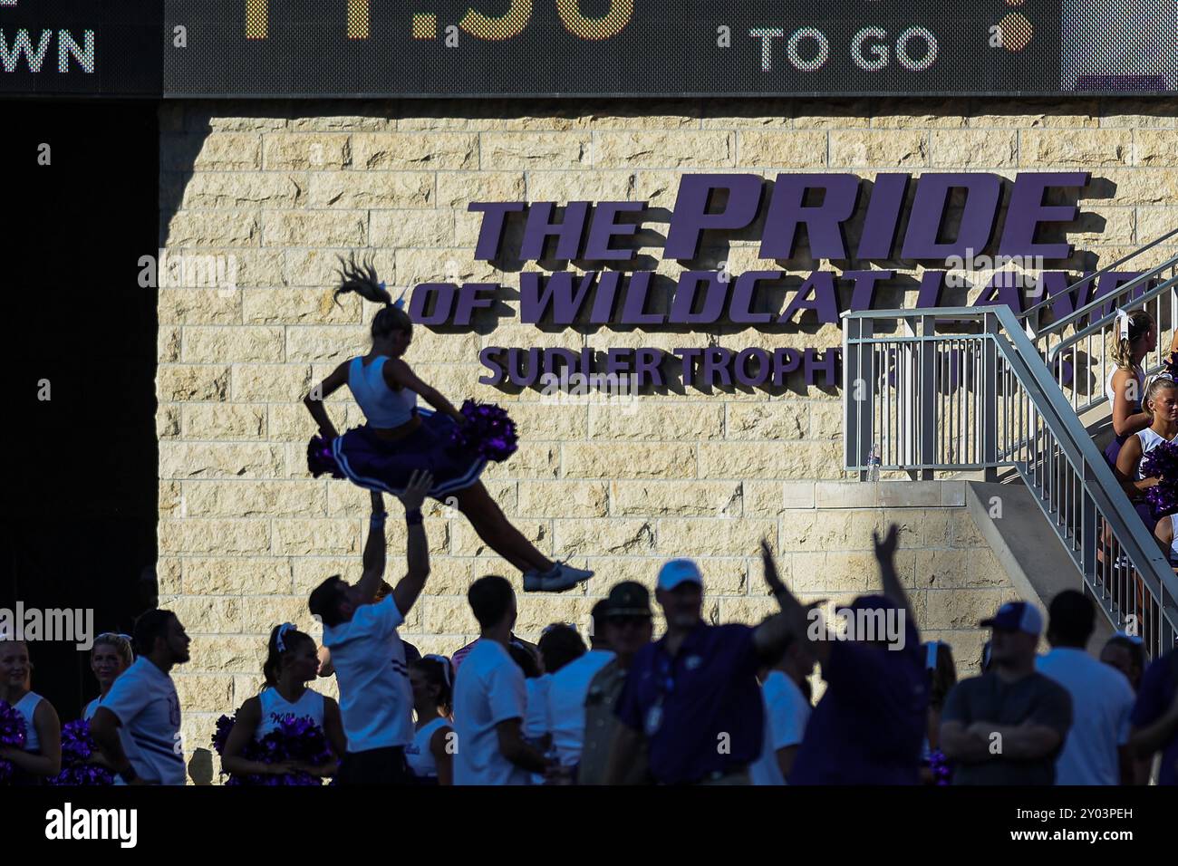 August 31, 2024: Kansas State Wildcats cheerleaders perform during a ...