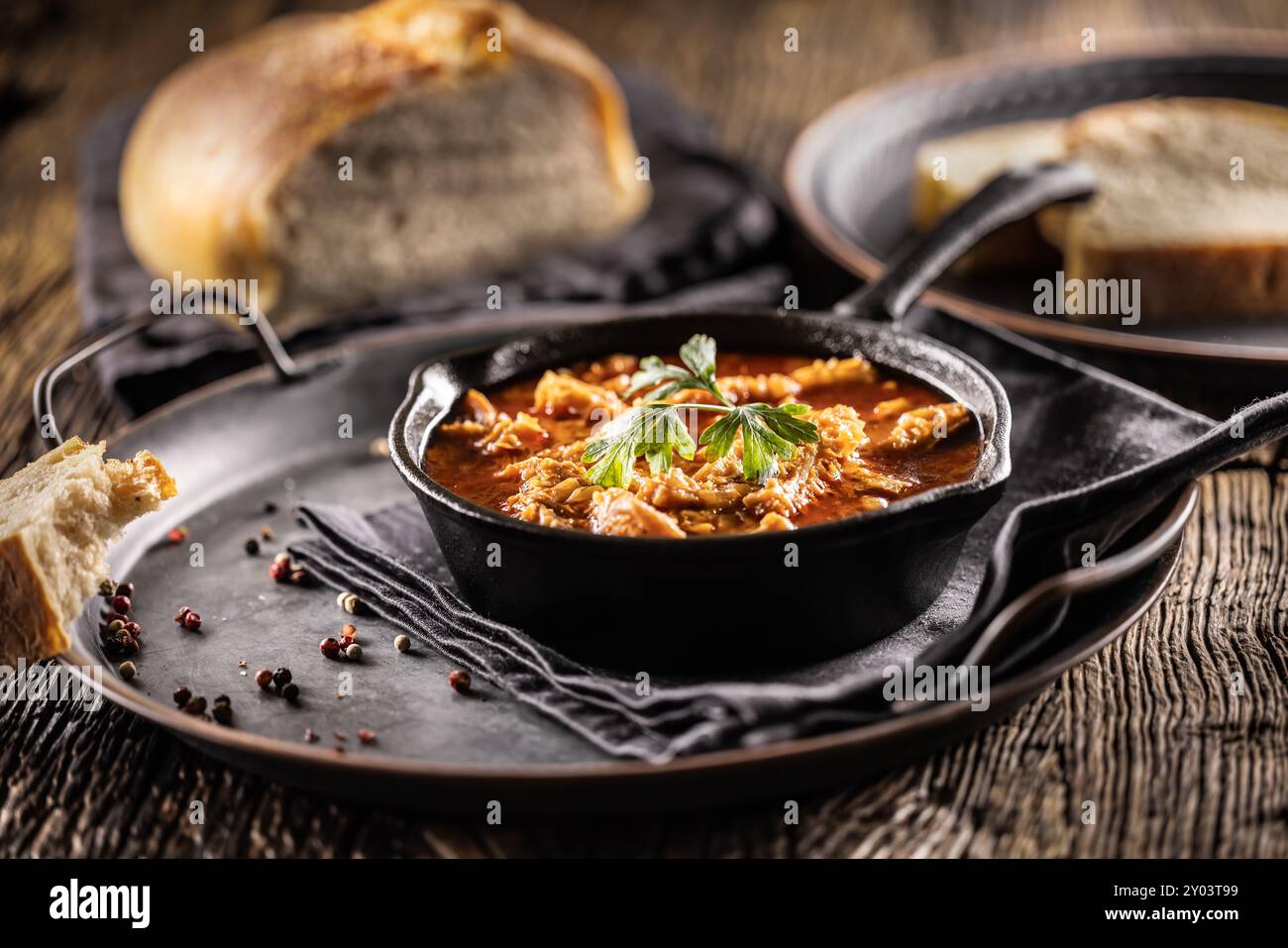 Tasty soup or stew made of beef tripe and spices. Spicy and aromatic ...