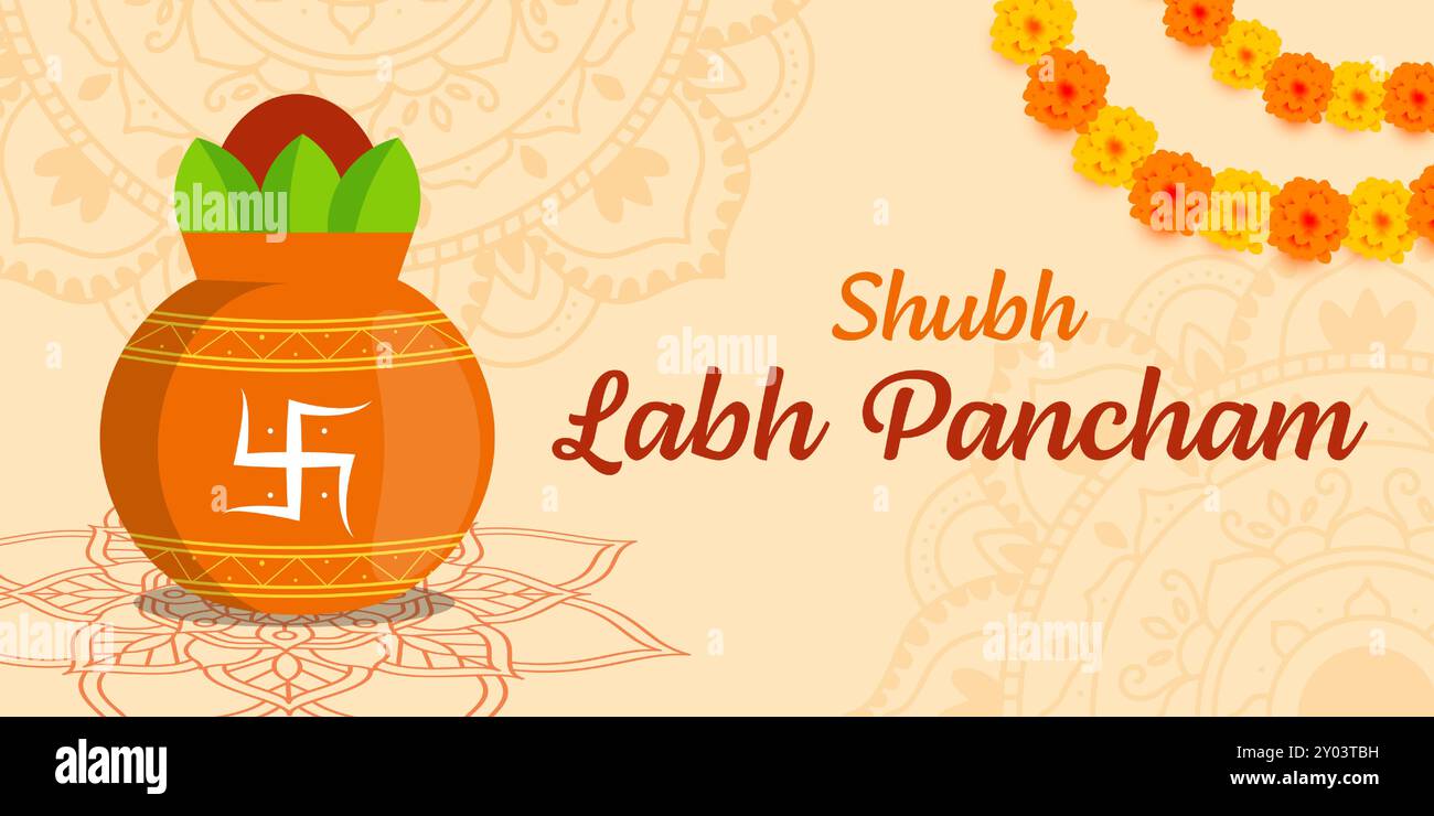 shubh labh pancham festival horizontal banner illustration Stock Vector ...