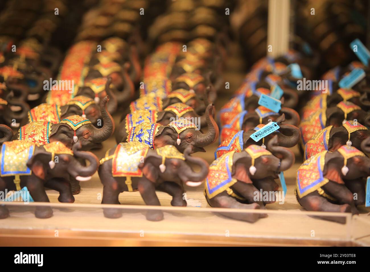 elephant sculptures are on sale in gift shop of the terminal of ...