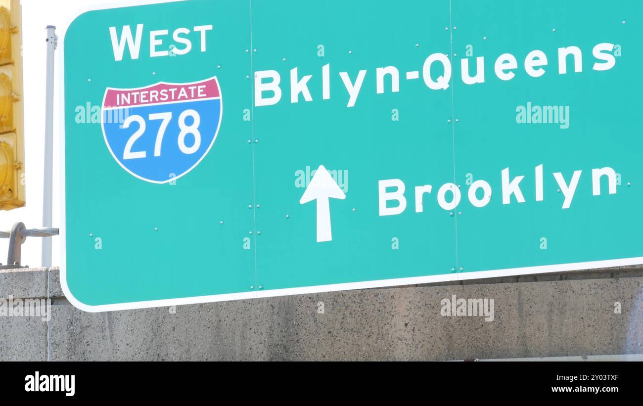 Brooklyn Queens expressway road sign, New York City highway signage ...