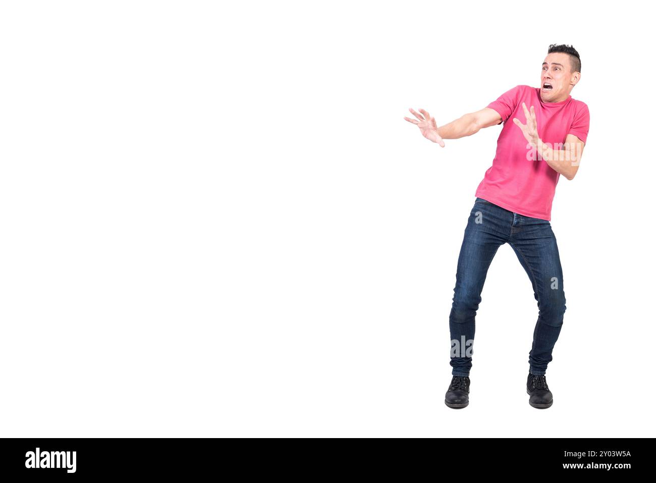 Scared man screaming in panic hi-res stock photography and images - Alamy