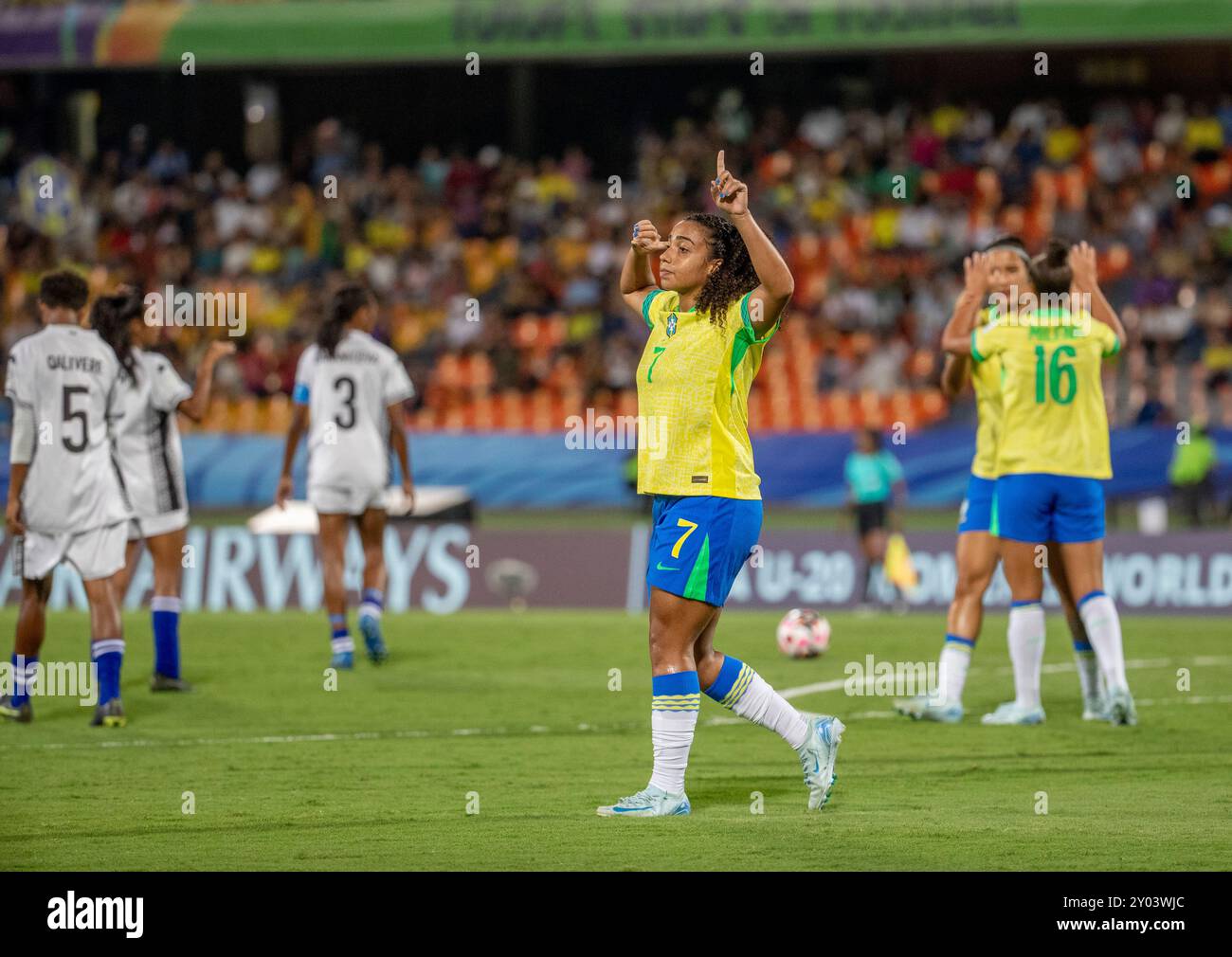 Medelin, Colombia, 31th Aug, 2024. Natalia Vendito of Brazil celebrates ...