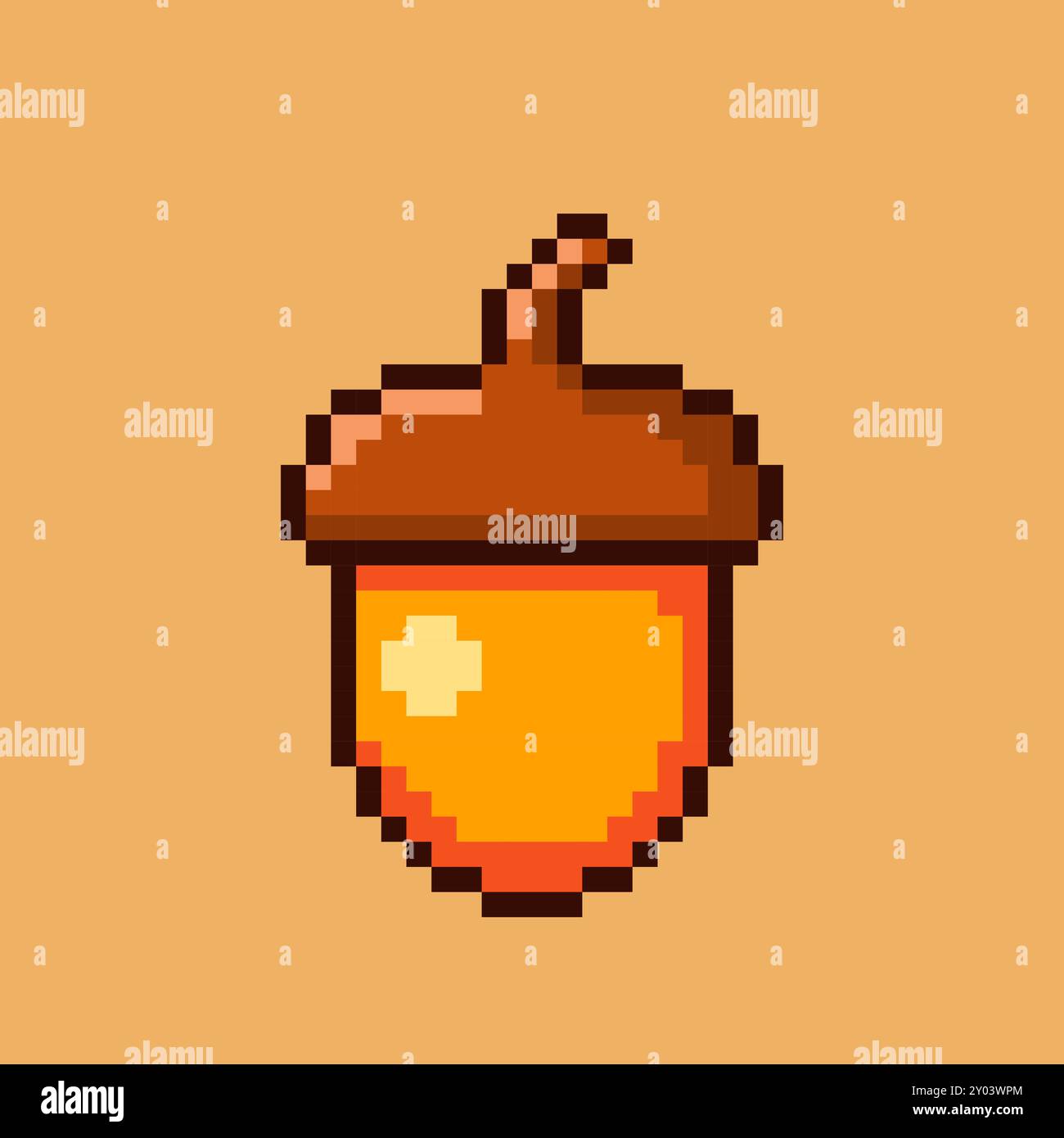Vector Illustration of acorn with Pixel Art Design, perfect for game ...