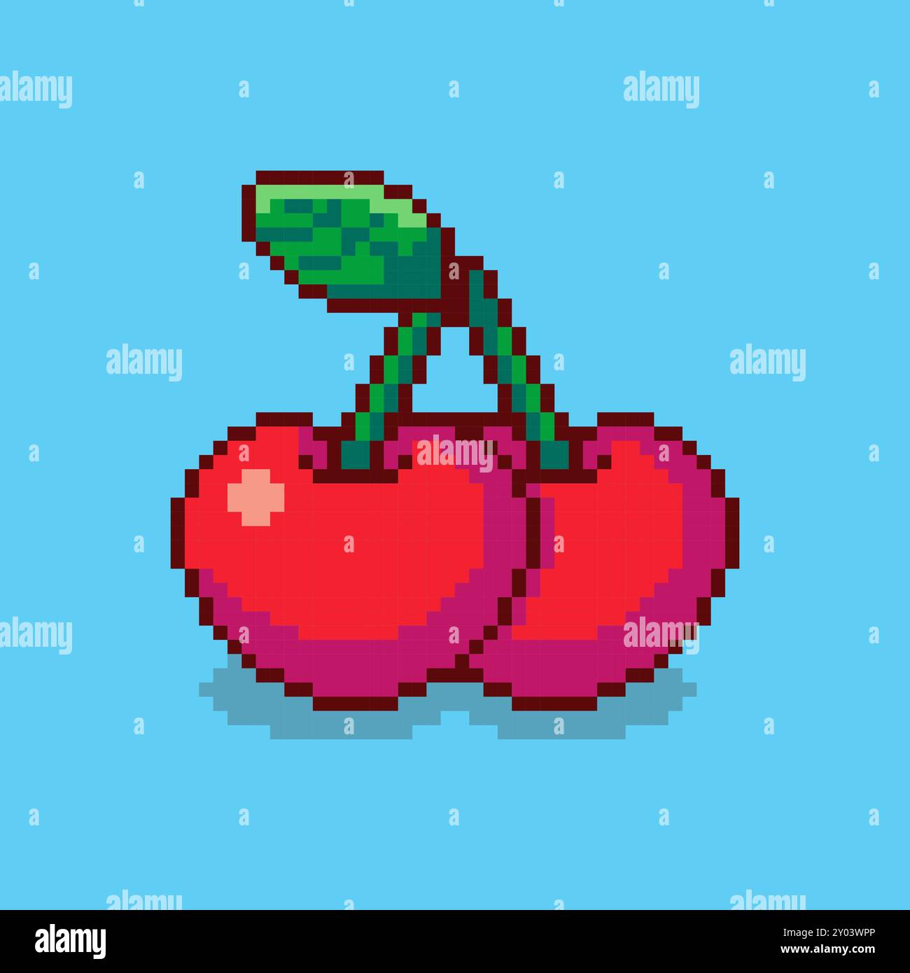 Vector Illustration of cherry with Pixel Art Design, perfect for game assets themed designs ...