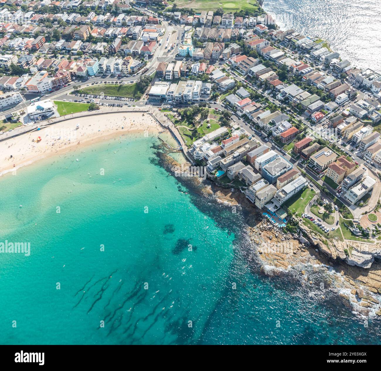 Aerial view of the north end of Bondi Beach - Sydney Australia - one of ...