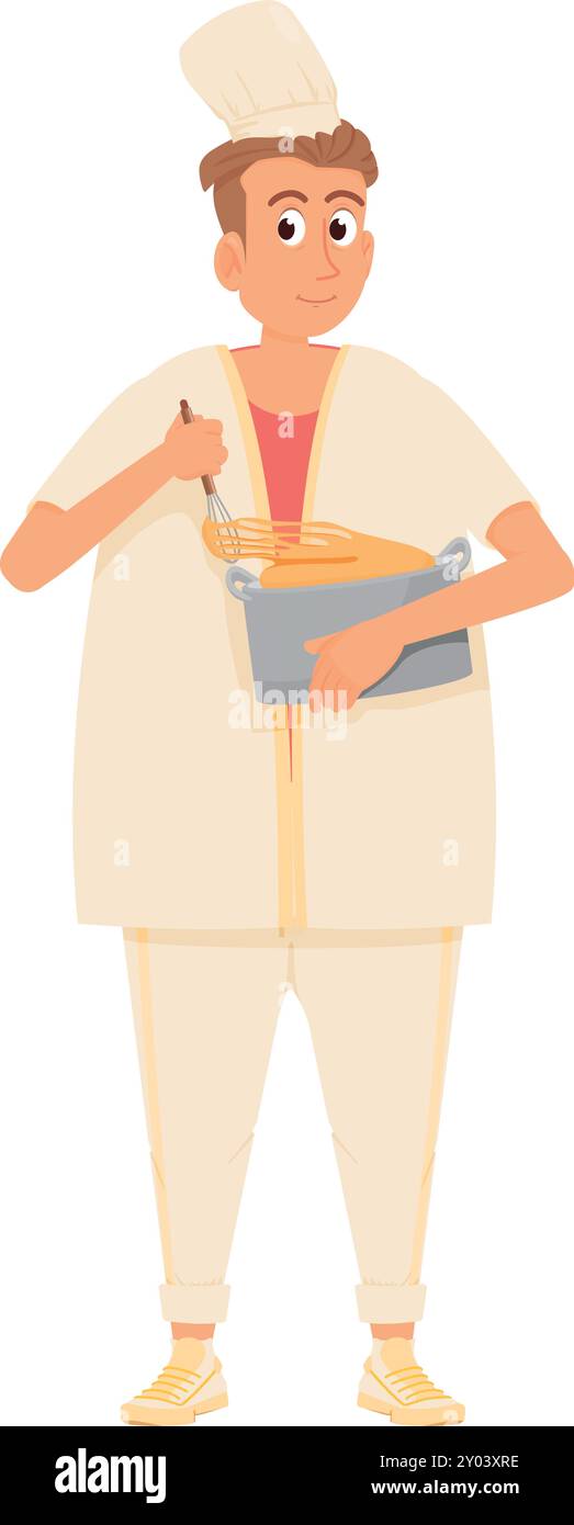 Chef make dough. Bakery preparation cartoon icon Stock Vector Image ...