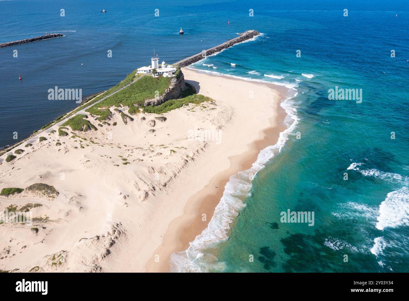 Aerial view of Nobbys Beach - Newcastle Australia. Newcastle is NSW ...