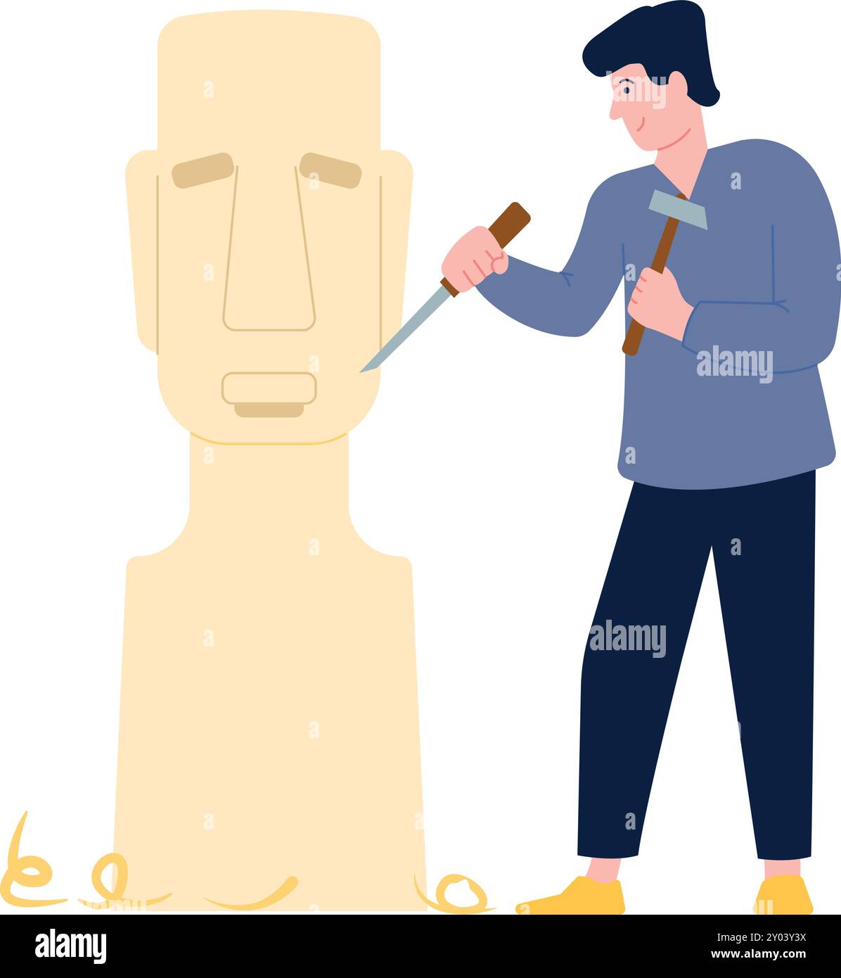 Chisel stone statue Stock Vector Images - Alamy