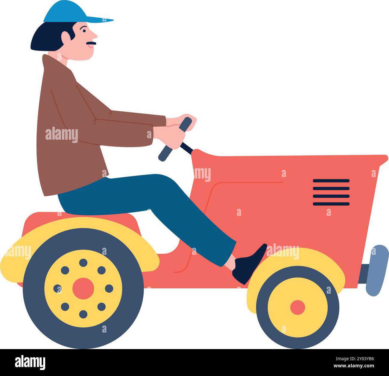 Man riding roofless mini car. Eco transport Stock Vector Image & Art ...