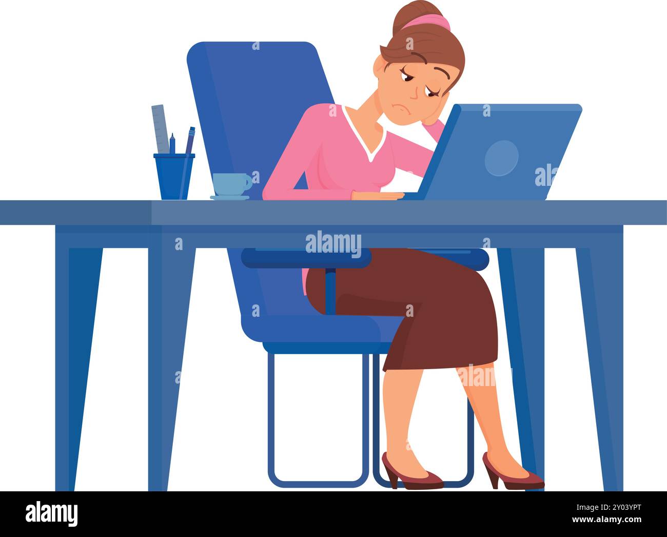 Tired overworked woman office Cut Out Stock Images & Pictures - Alamy