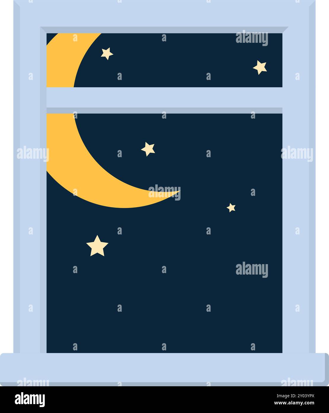 Dark sky in window frame. Night moon and stars Stock Vector Image & Art ...