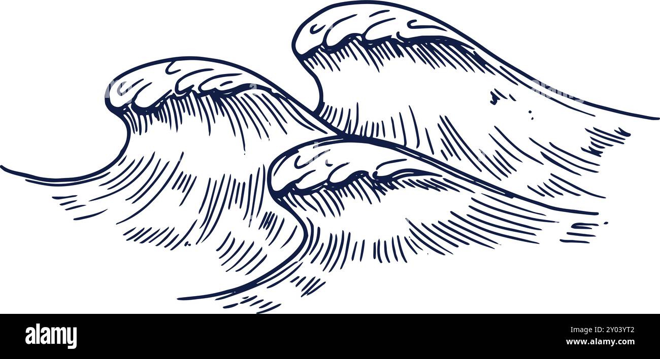 Ocean storm surface. Blue ink waves drawing Stock Vector Image & Art ...