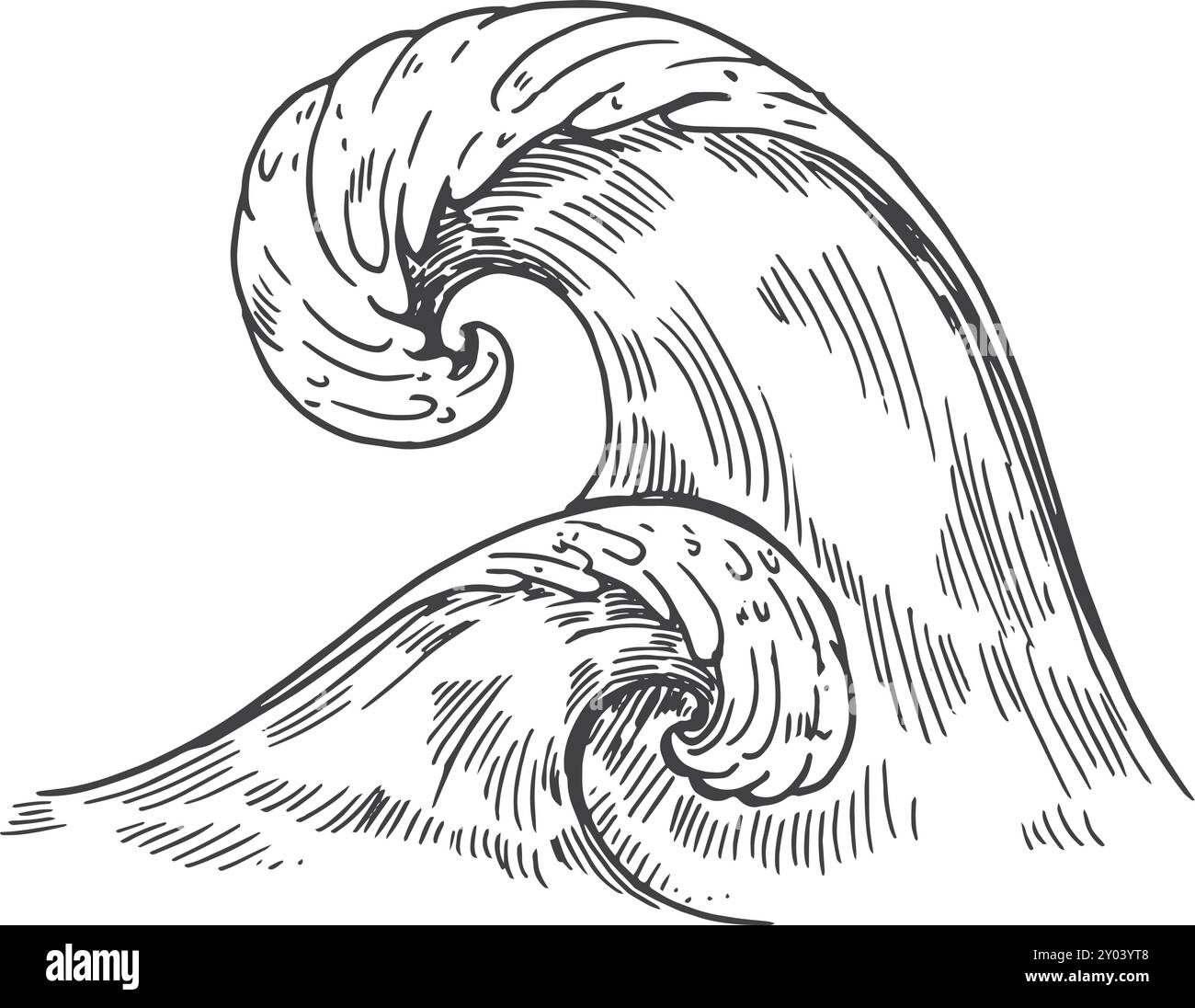 Marine storm waves swirl. Water curve drawing Stock Vector Image & Art ...
