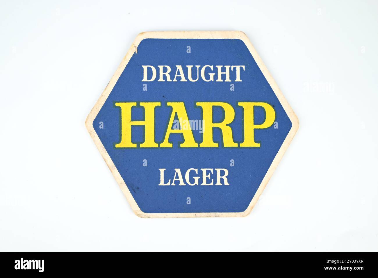 Vintage Draught Harp Lager beer mat drink coaster on white background ...