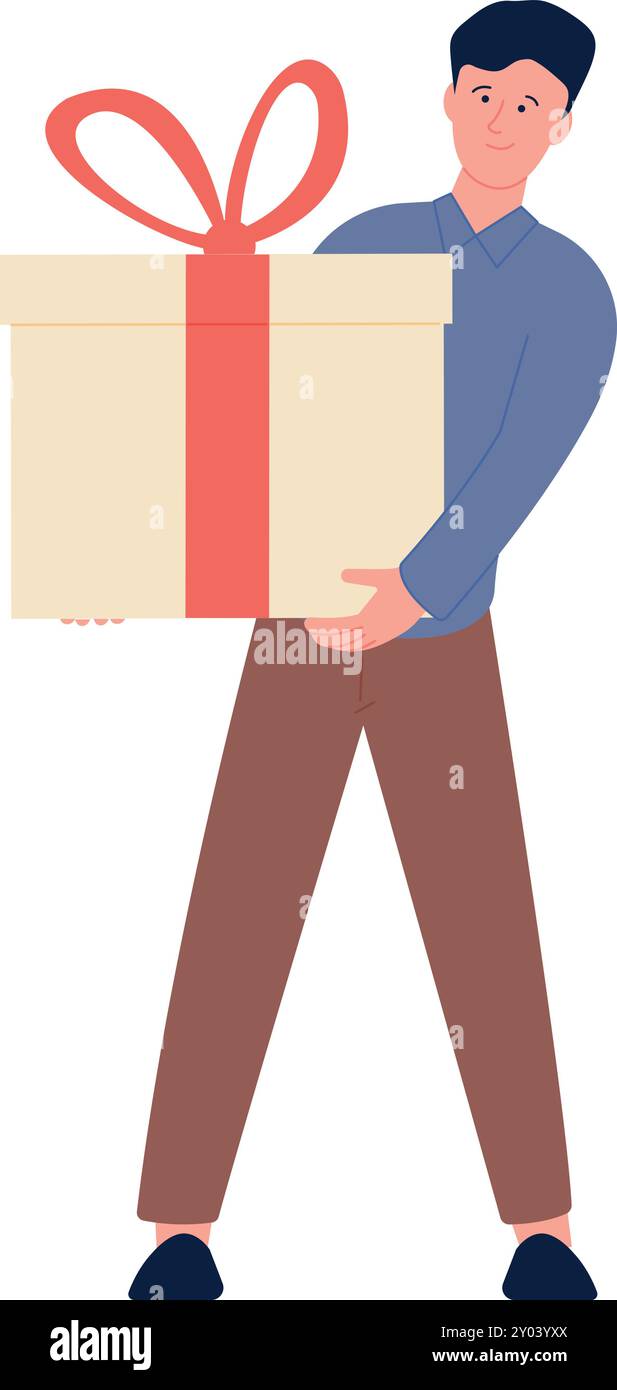 Present smiling man box Stock Vector Images - Alamy