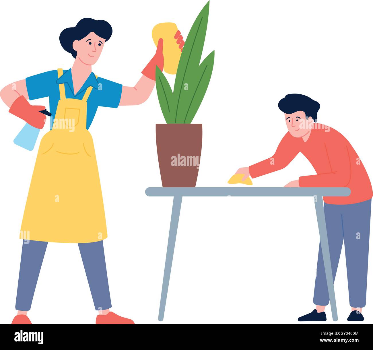 Family house cleaning. Kid help with domestic housekeeping Stock Vector ...