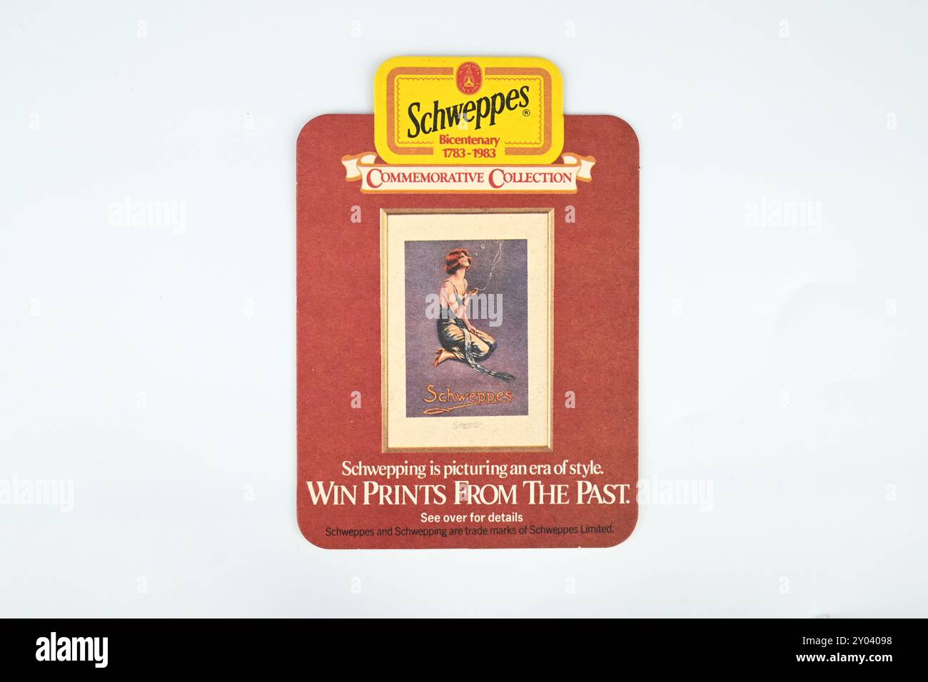 Vintage Schweppes commemorative collection beer mat drink coaster ...